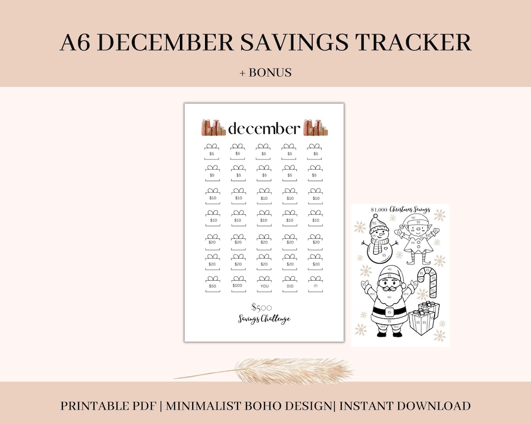 December Money Savings Challenge Christmas Savings Tracker - Etsy