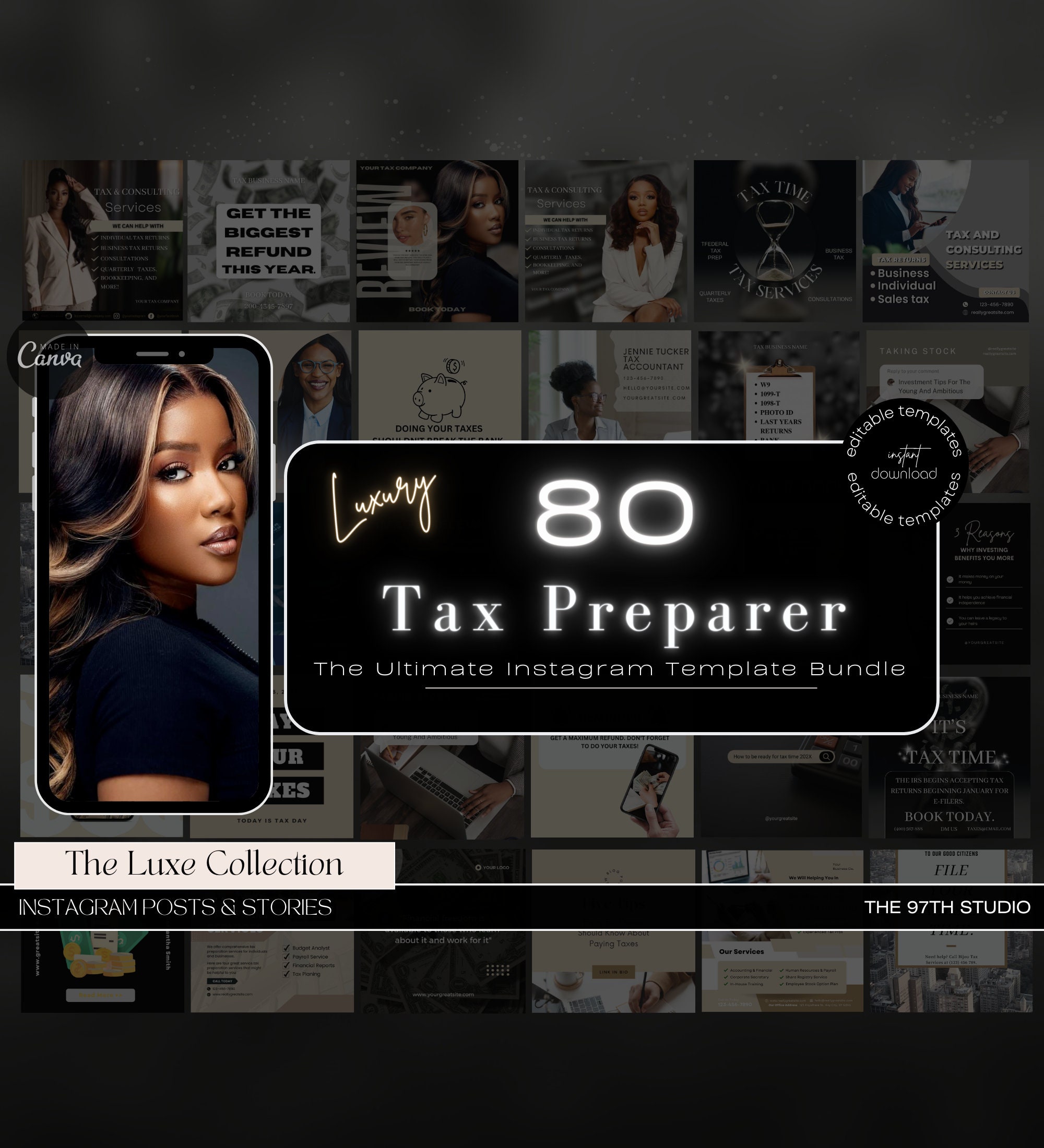 80 Tax Preparer Instagram Templates | Tax Preparation Accounting Posts ...