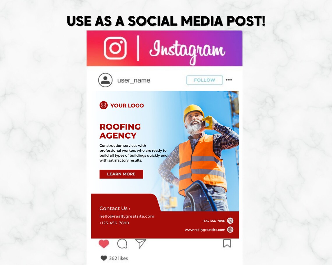 100 Roofing Business Instagram Templates, Roofer Instagram Posts ...