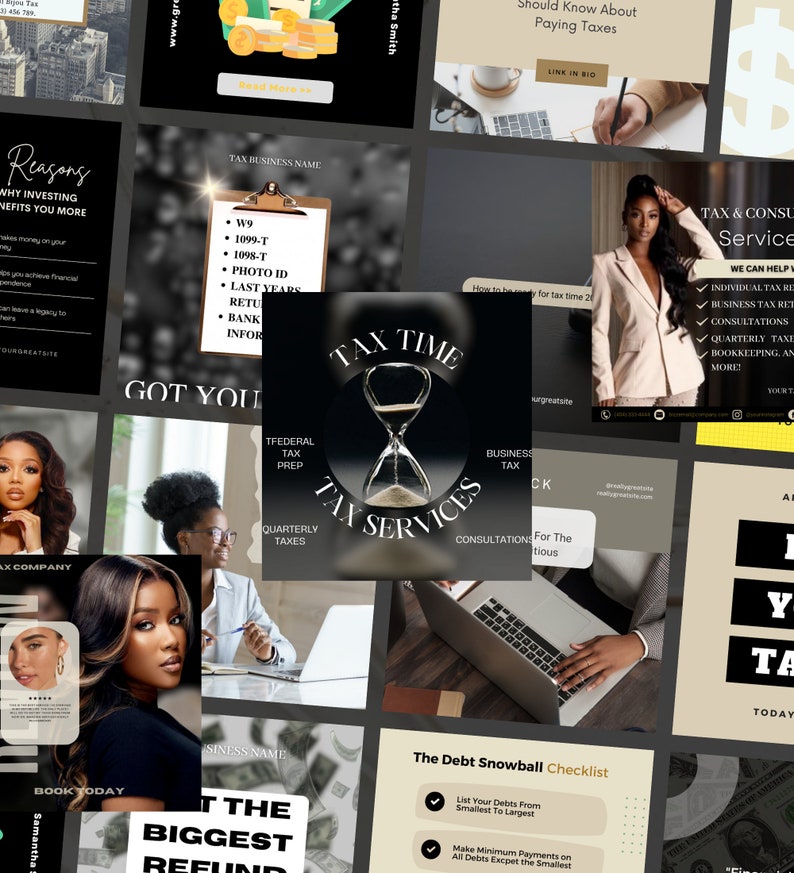 Tax Preparer Instagram Templates | Luxe Marketing Posts (canva) - Etsy