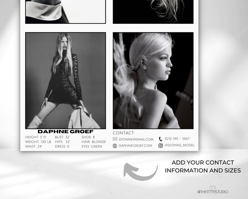 COMP CARD Template, Modeling Photocard, Zed Card for Models, Z Card ...