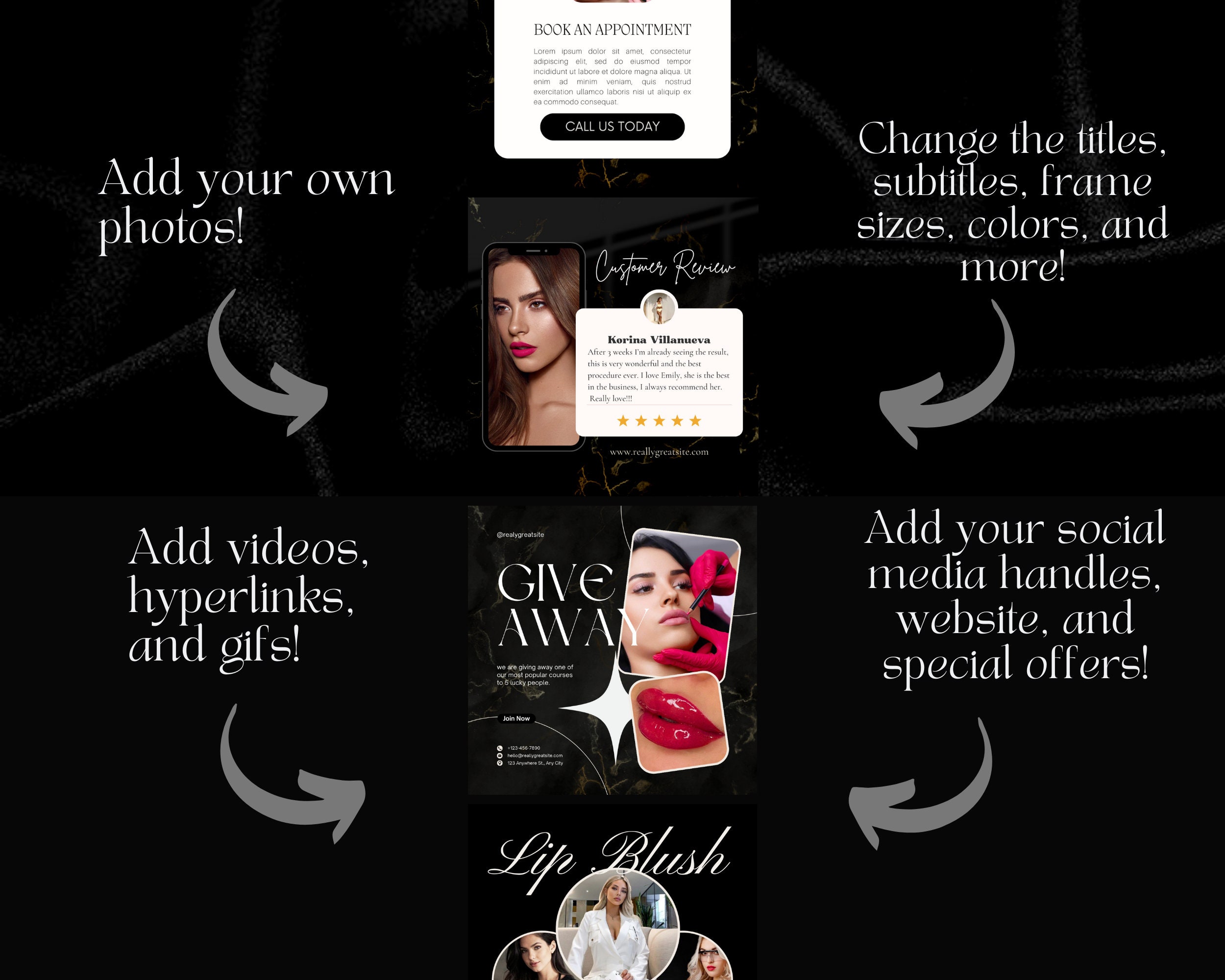 60 Luxury Lip Blush Instagram Templates PMU Instagram Template Lip ...