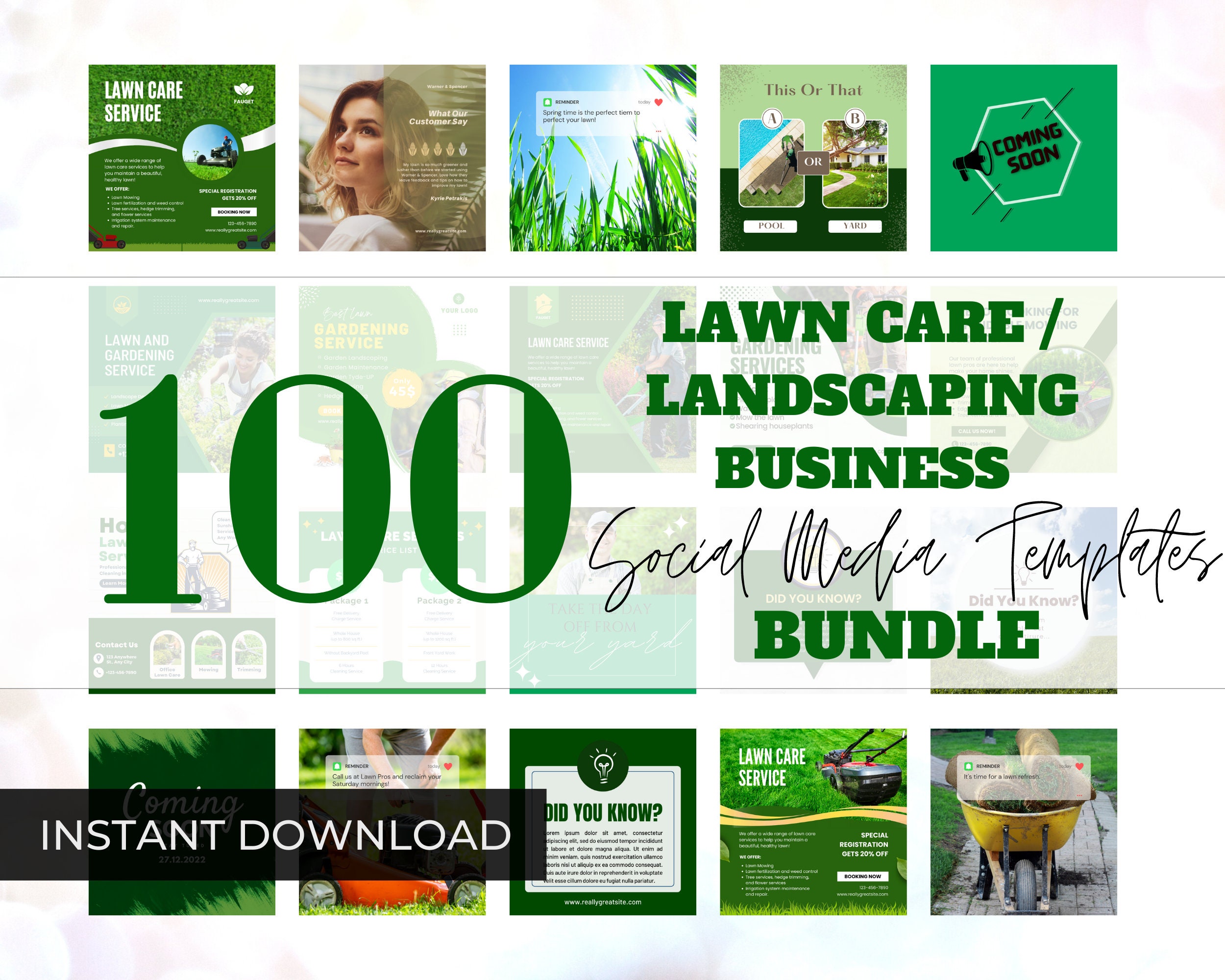 100 Lawn Care Business Social Media TEMPLATE BUNDLE - Etsy