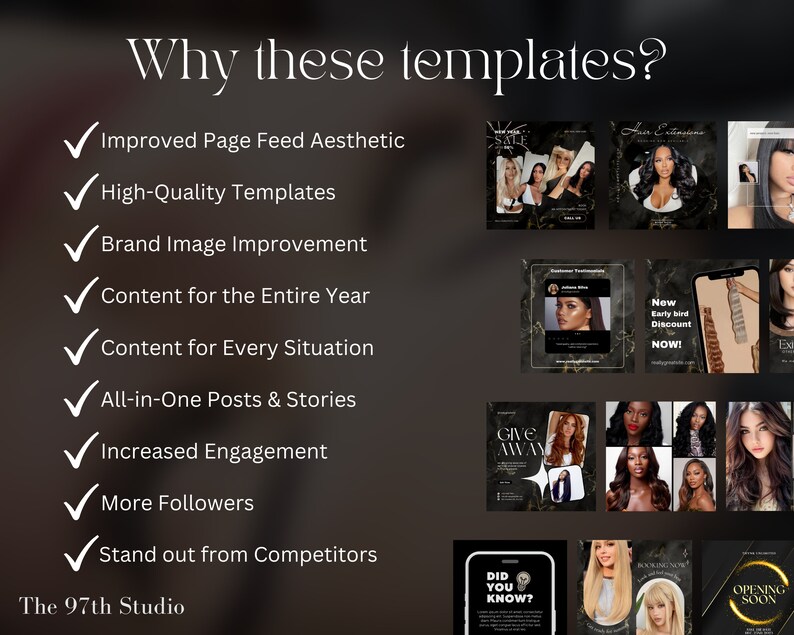 200 Instagram Template Posts for Hair Extension Business, Hair ...