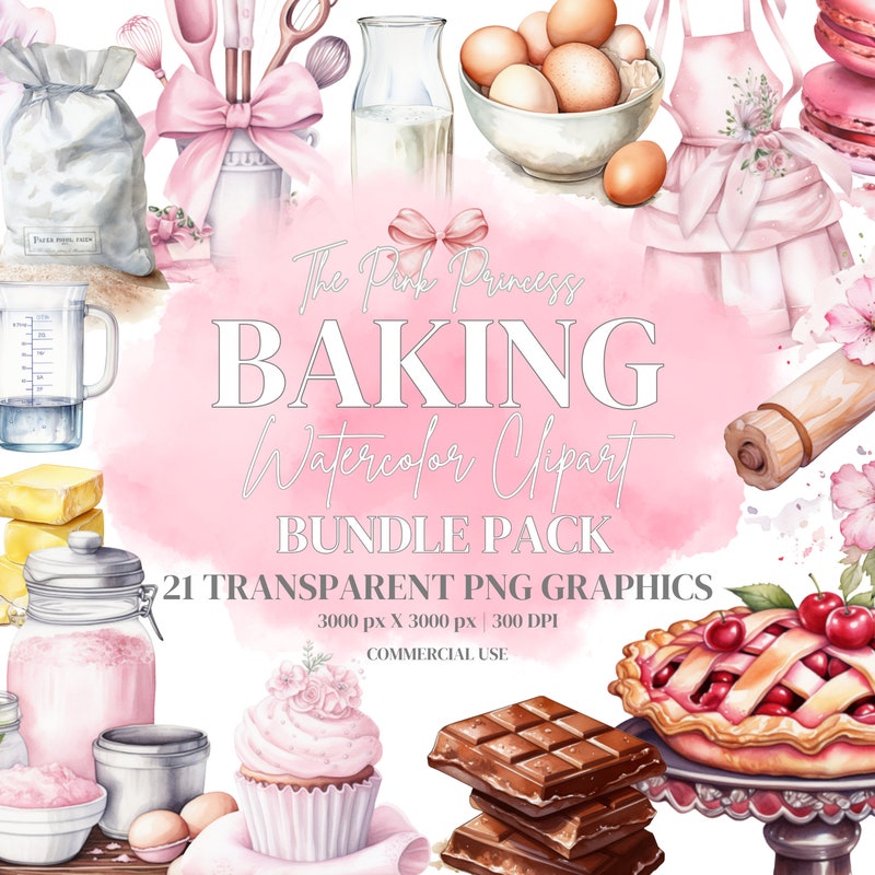 Watercolor Bakery Clipart - Etsy