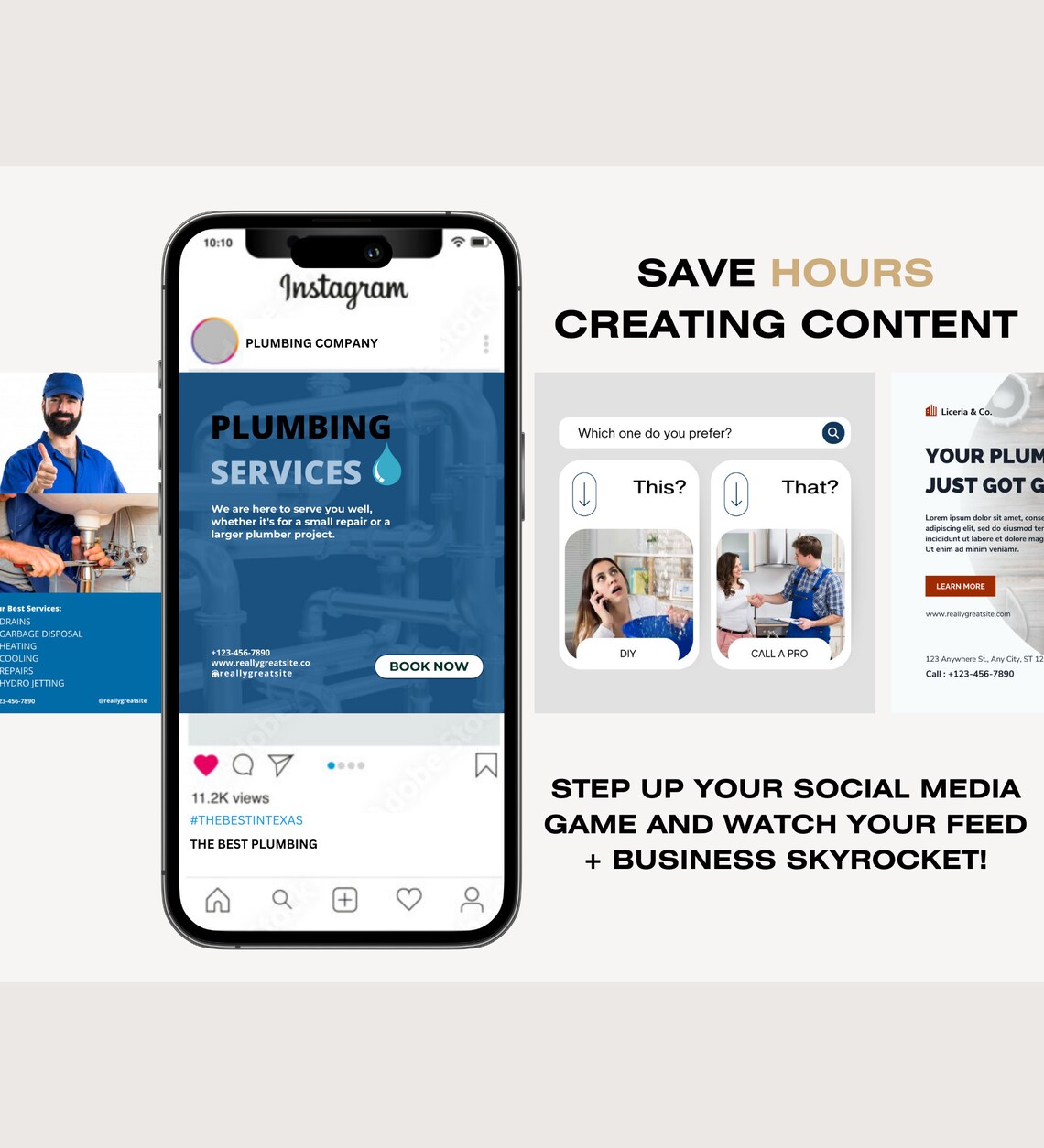 Plumbing Business Instagram Post Templates | Plumber Social Media ...