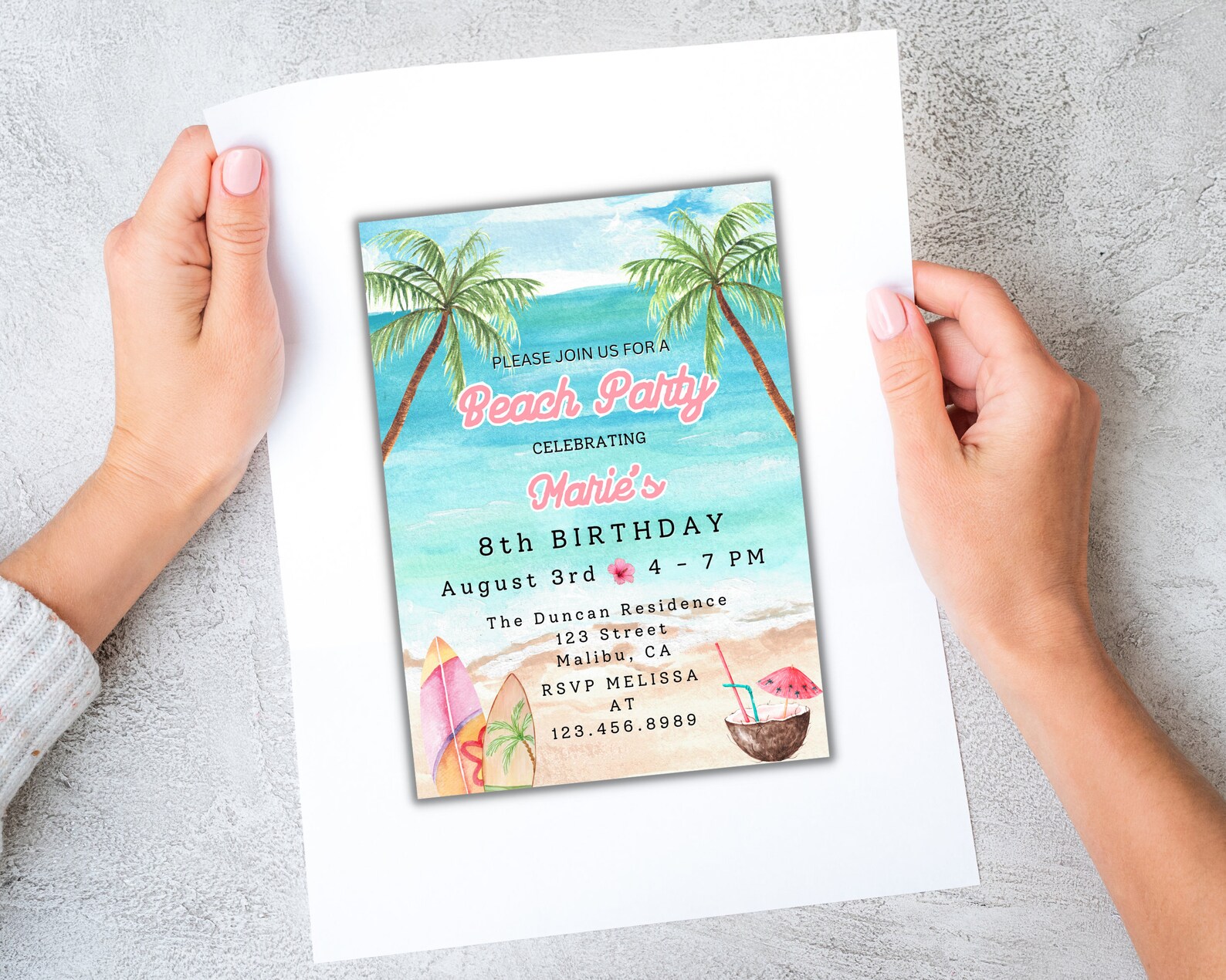 BEACH Birthday Invitation Template, Tropical Birthday Invite, Beach ...