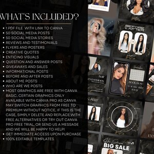 100 Instagram Template Posts for Hair Extension Business, Hair ...