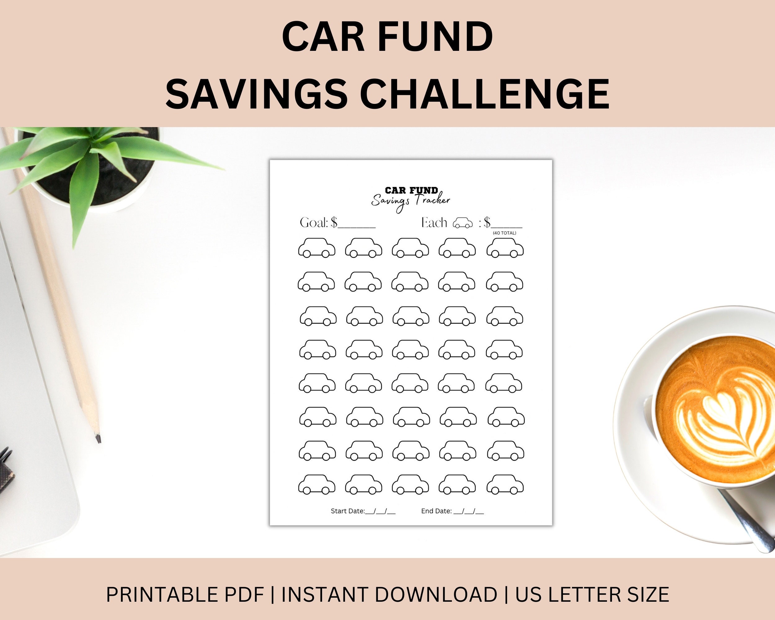 Car Saving Tracker Printable Car Fund Savings Tracker Money - Etsy
