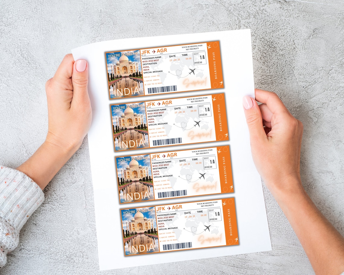 EDITABLE India Surprise Boarding Ticket Template Passindia - Etsy