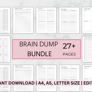 EDITABLE Brain Dump Template BUNDLE, to Do List Printable, ADHD Daily ...