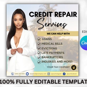 EDITABLE Credit Repair Service Flyer Template, Credit Restoration Consultation Services Flyers ...