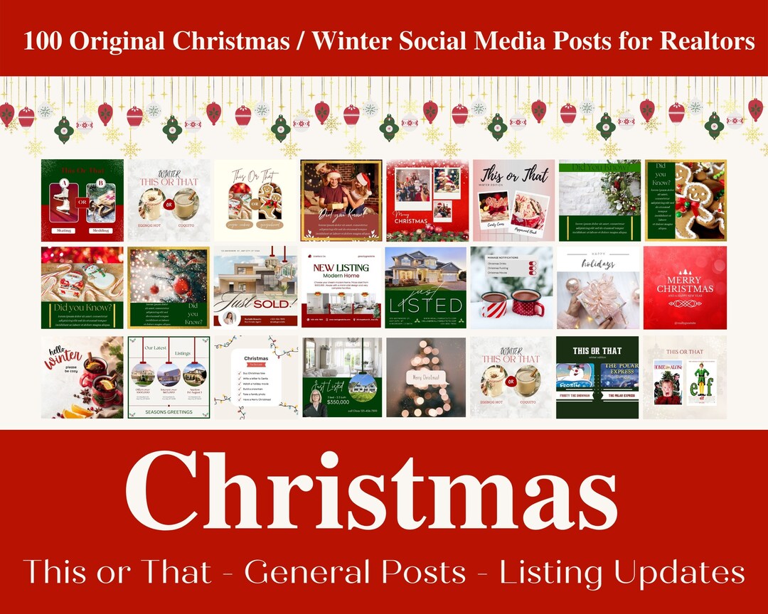 100 CHRISTMAS Social Media Posts for Realtors | Christmas Real Estate ...