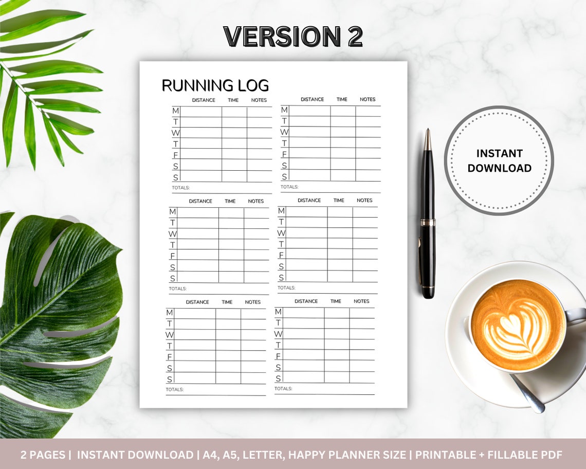 Weekly Running Log Printable Template Running Journal Cardio - Etsy