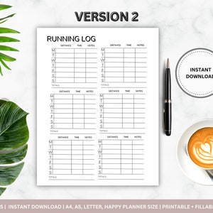 Weekly Running Log Printable Template, Running Journal, Cardio Training ...