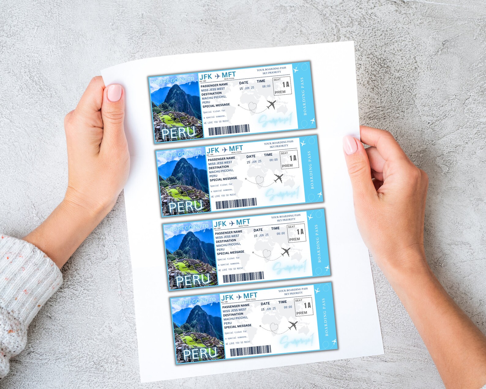 EDITABLE Peru Surprise Boarding Ticket Template Pass, Peru Canva ...