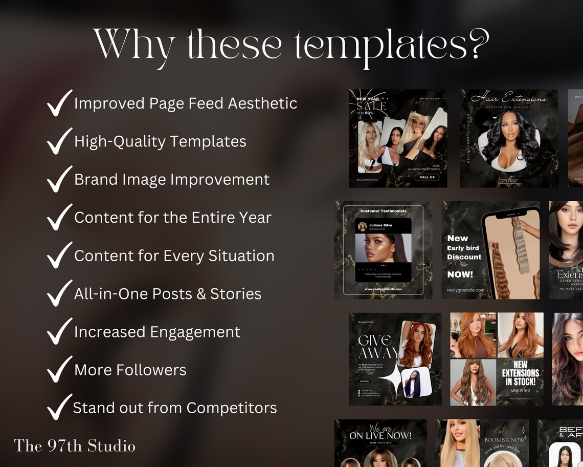 100 Instagram Template Posts for Hair Extension Business Hair - Etsy