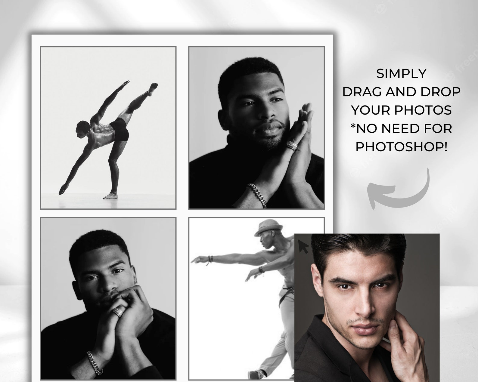Male Model COMP CARD Template, Modeling Photocard, Zed Card for Models ...