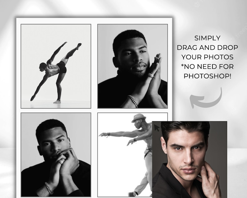 Male Model COMP CARD Template, Modeling Photocard, Zed Card for Models ...