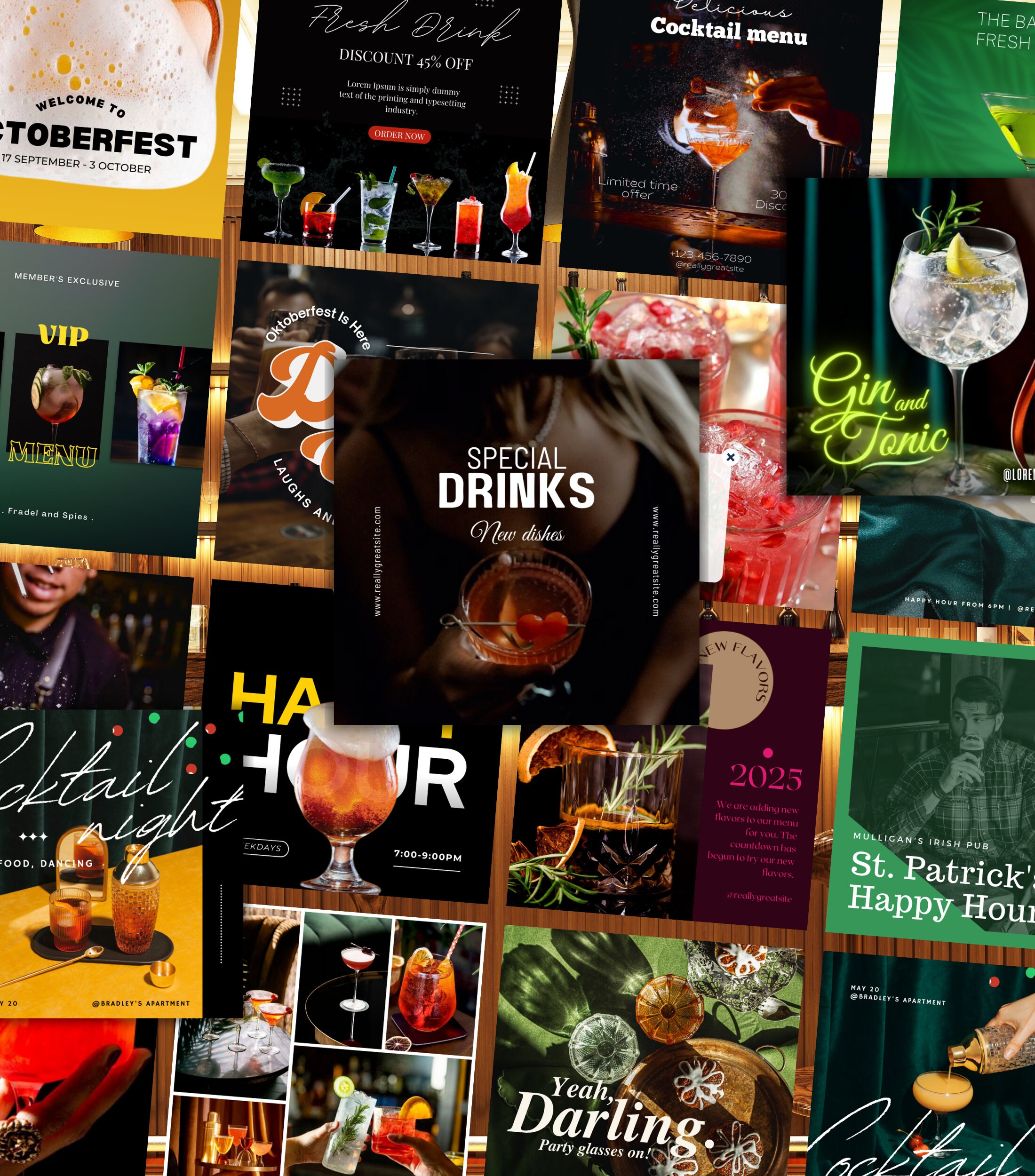 Cocktail Bar Instagram Templates Cocktail Templates Brewery Instagram ...