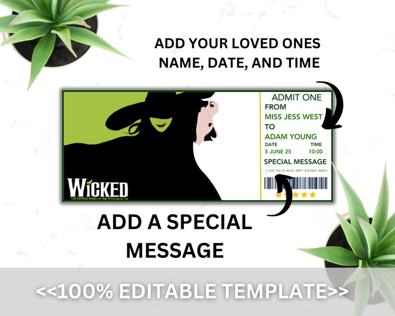 Printable Wicked Broadway Surprise Ticket Wicked Musical - Etsy