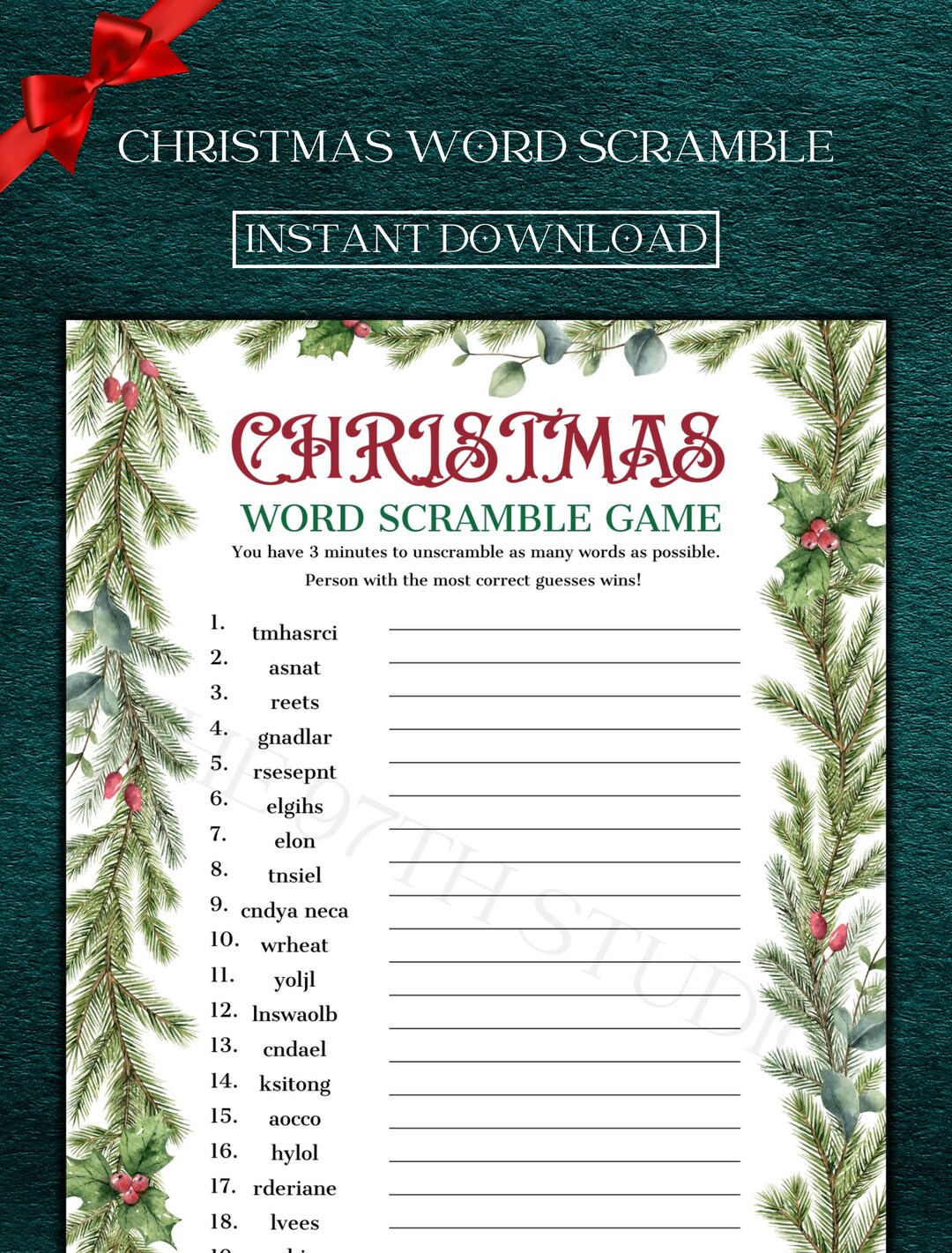 Christmas Word Scramble Game | Office Christmas Party Game | Christmas ...