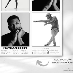 Male Model COMP CARD Template, Modeling Photocard, Zed Card for Models ...