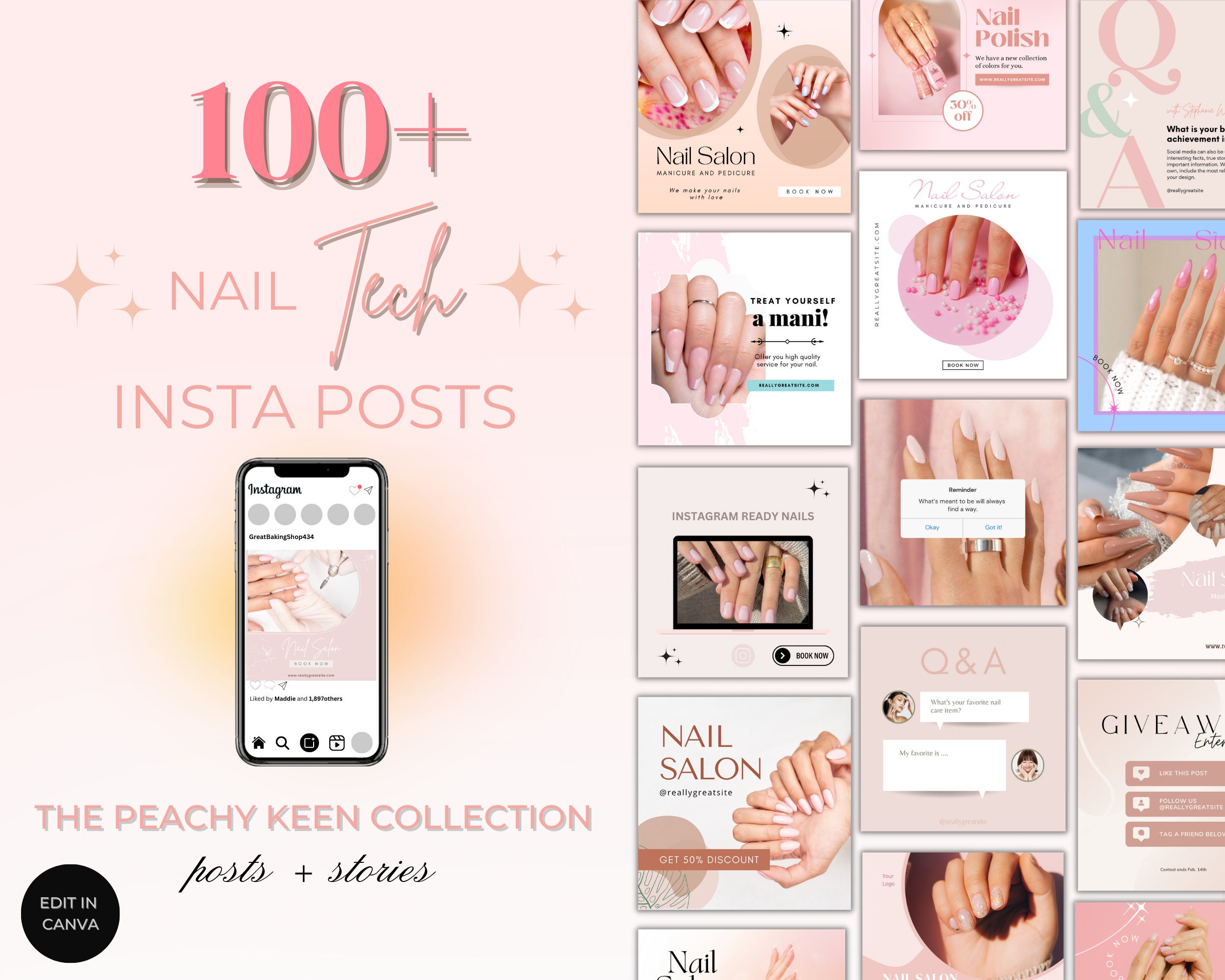 Esthetician Instagram Post Templates Nail Salon Social Media - Etsy