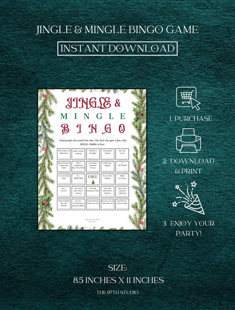 Christmas Jingle & Mingle Bingo Game | Office Christmas Party Game ...