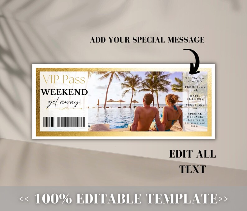 Editable WEEKEND GETAWAY Template Surprise Spa Gift Spa - Etsy