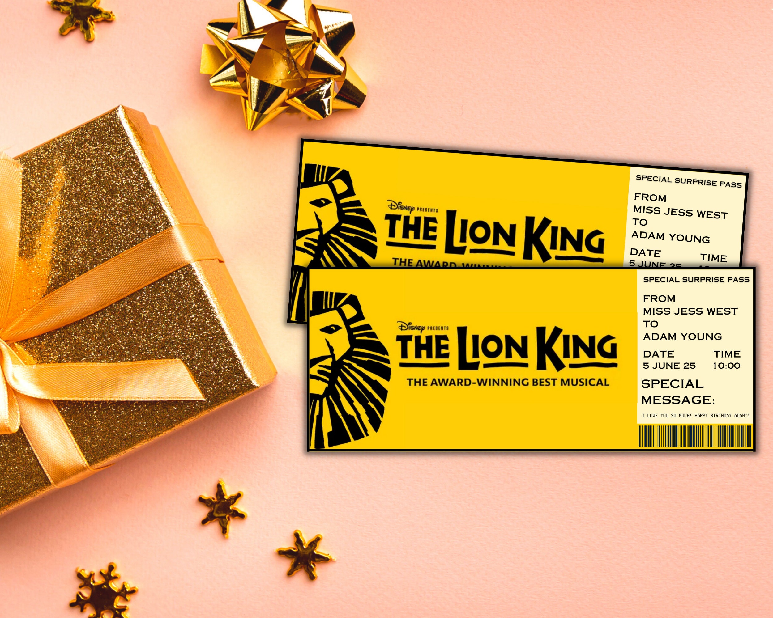 EDITABLE LION KING Broadway Surprise Ticket,musical Collectible Theater ...