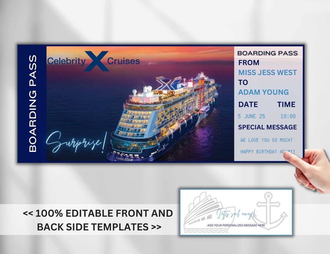 EDITABLE Celebrity Cruises Boarding Ticket Template Canva - Etsy