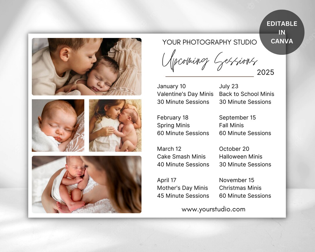 Upcoming Mini Sessions Template for Photographers | Mini Sessions ...