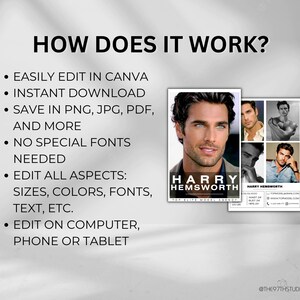 MALE MODEL Comp Card Template, Modeling Photocard, Zed Card for Models ...