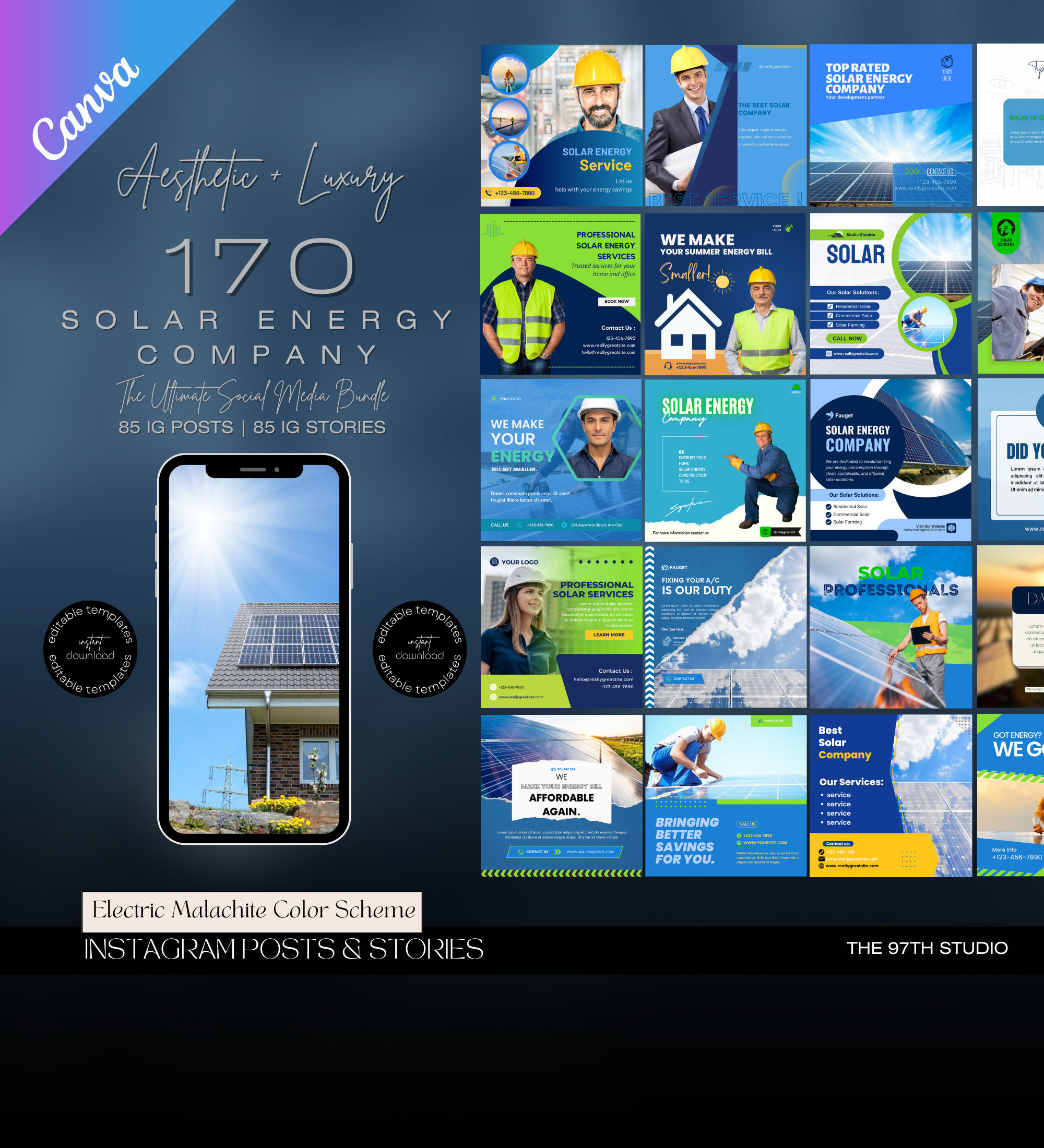 Solar Energy Company Instagram Template Posts | Solar Energy Business ...