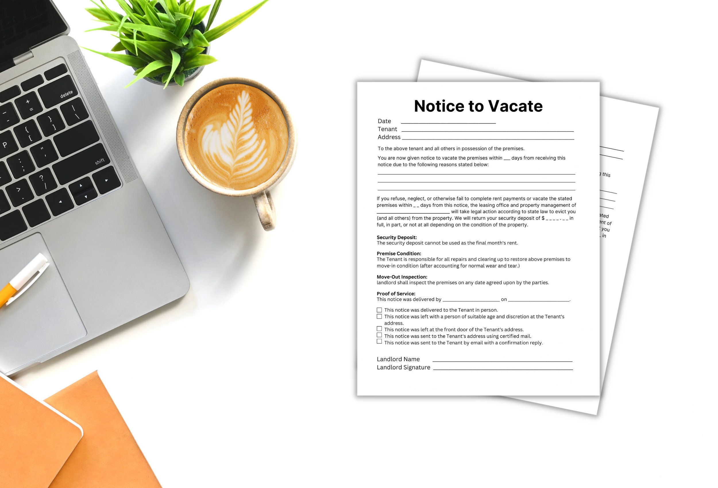 Notice to Vacate, Notice to Vacate Template, Eviction Notice, Eviction ...
