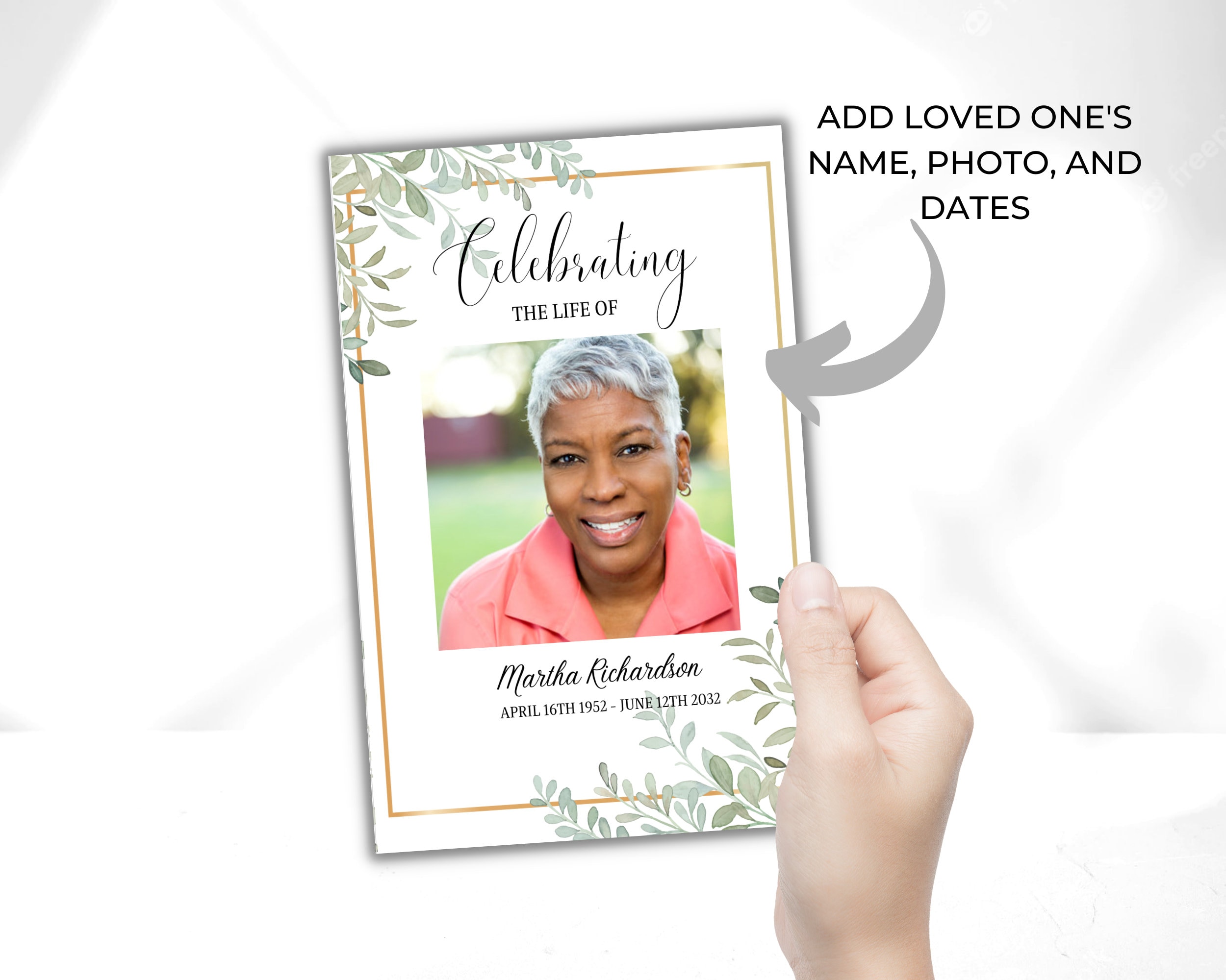 Minimalist Funeral Program Template Simple Funeral Memorial - Etsy