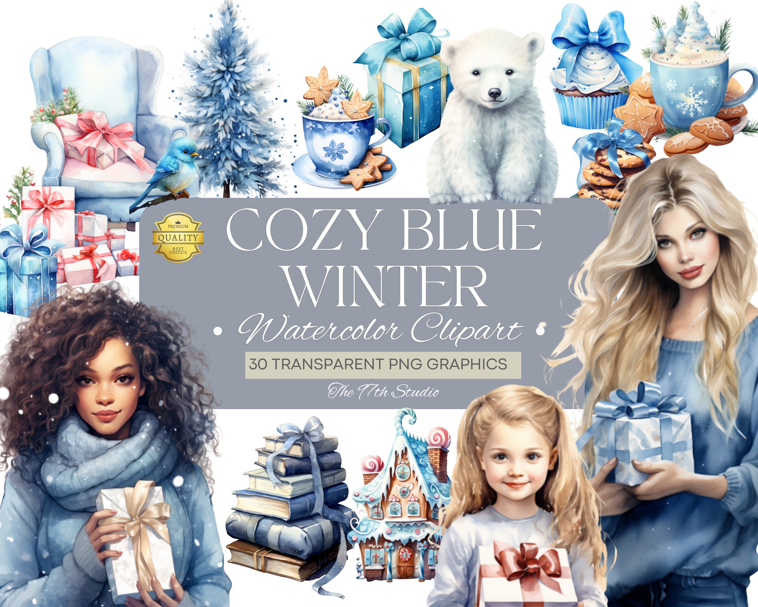 30 Cozy Winter Clipart Watercolor Christmas Clipart Pretty - Etsy