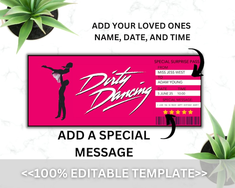 EDITABLE Dirty Dancing Broadway Surprise Ticket, Dirty Dancing Musical ...