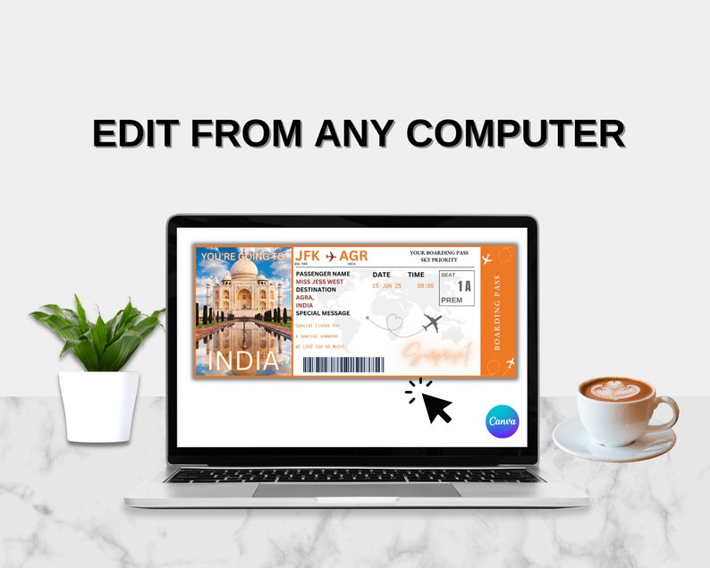 EDITABLE India Surprise Boarding Ticket Template Passindia - Etsy