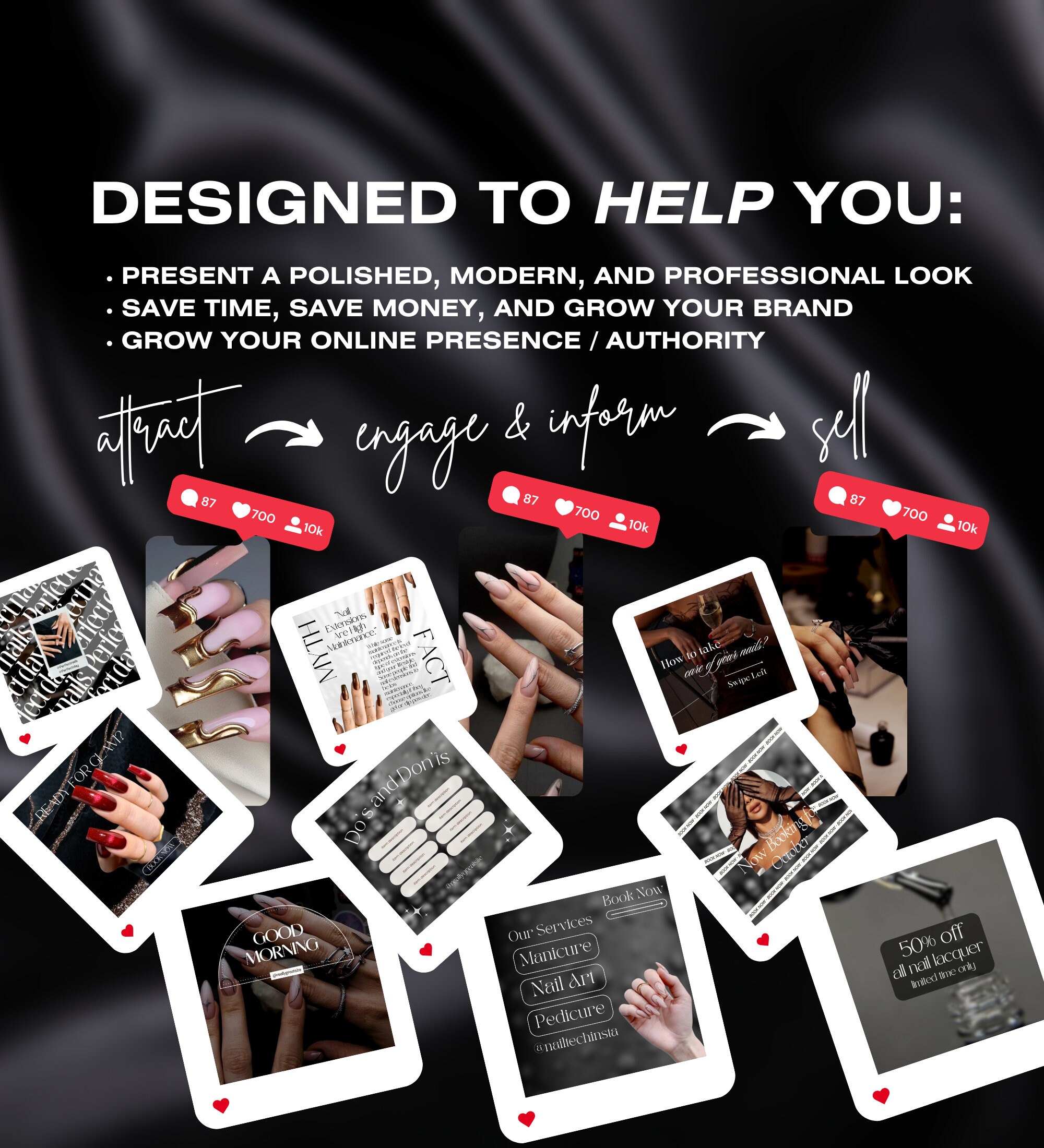 Nail Tech Instagram Templates | Nail Tech Instagram Posts | Nail Tech ...