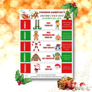 Christmas School Spirit Week Itinerary Schedule, School Pto Pta ...