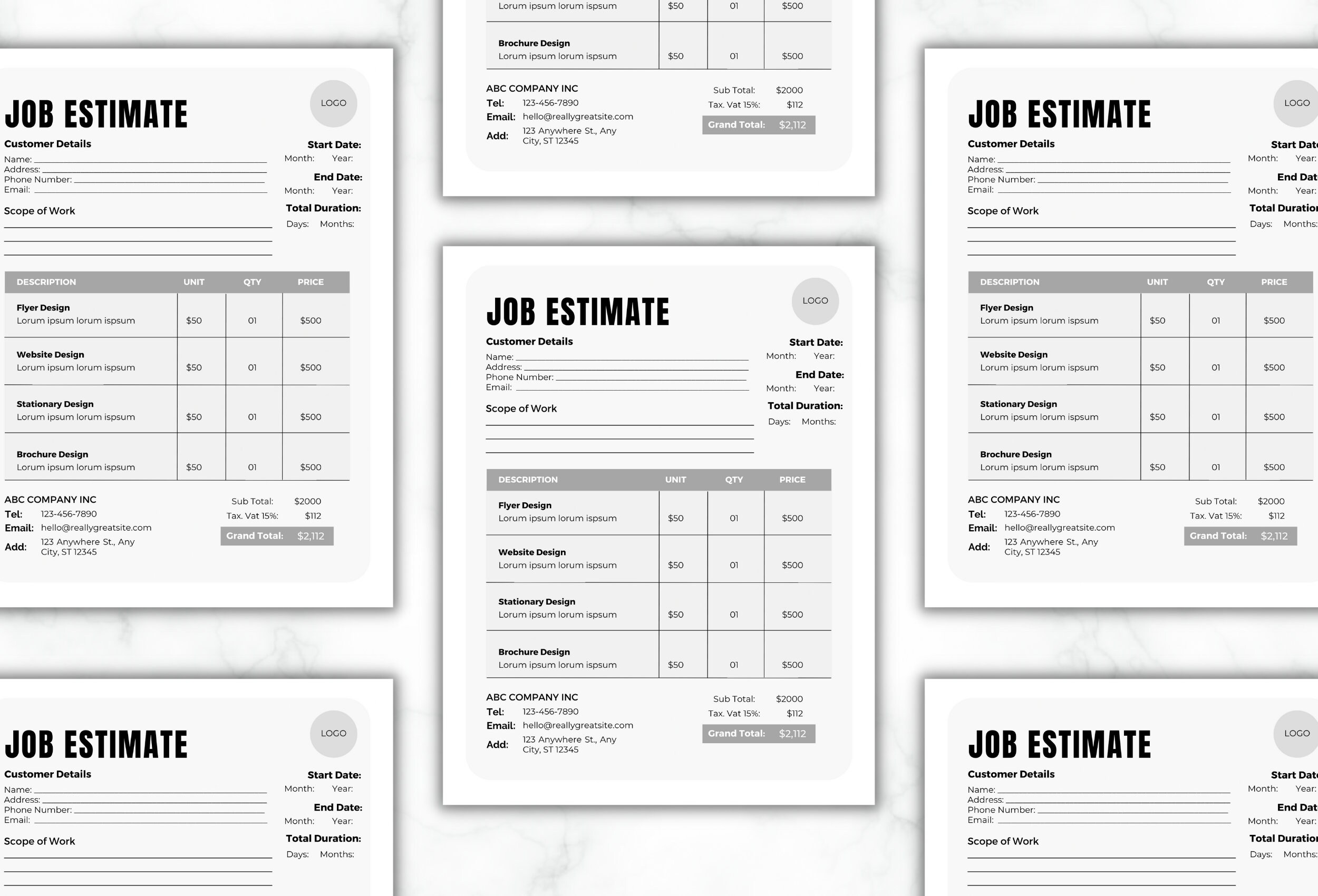 PRINTABLE Job Estimate Canva Template Contractor Estimate - Etsy Portugal