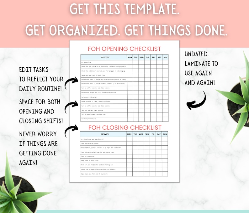 Restaurant Templates Starter Pack, Cleaning Checklist, Restaurant ...