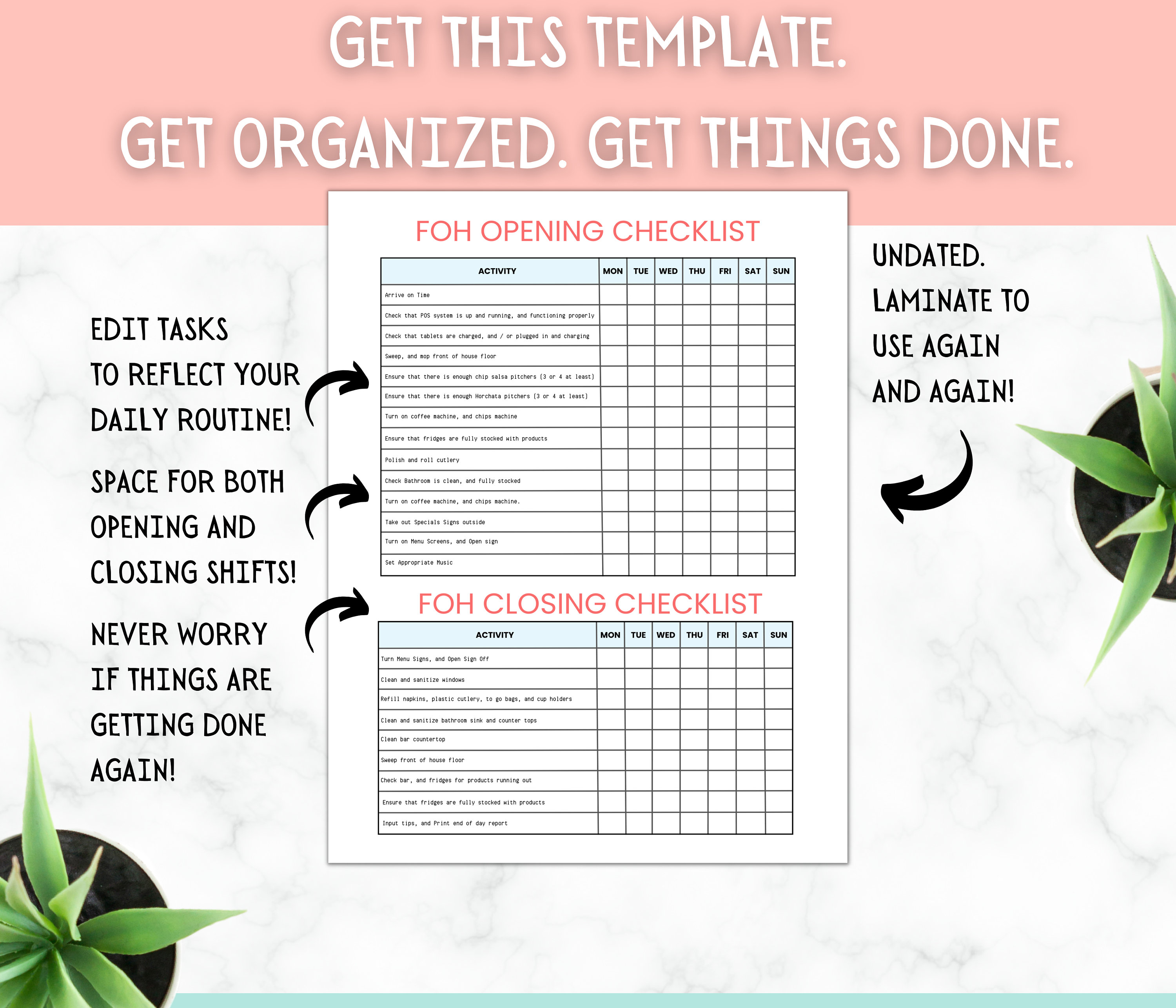 Restaurant Templates Starter Pack, Cleaning Checklist, Restaurant ...