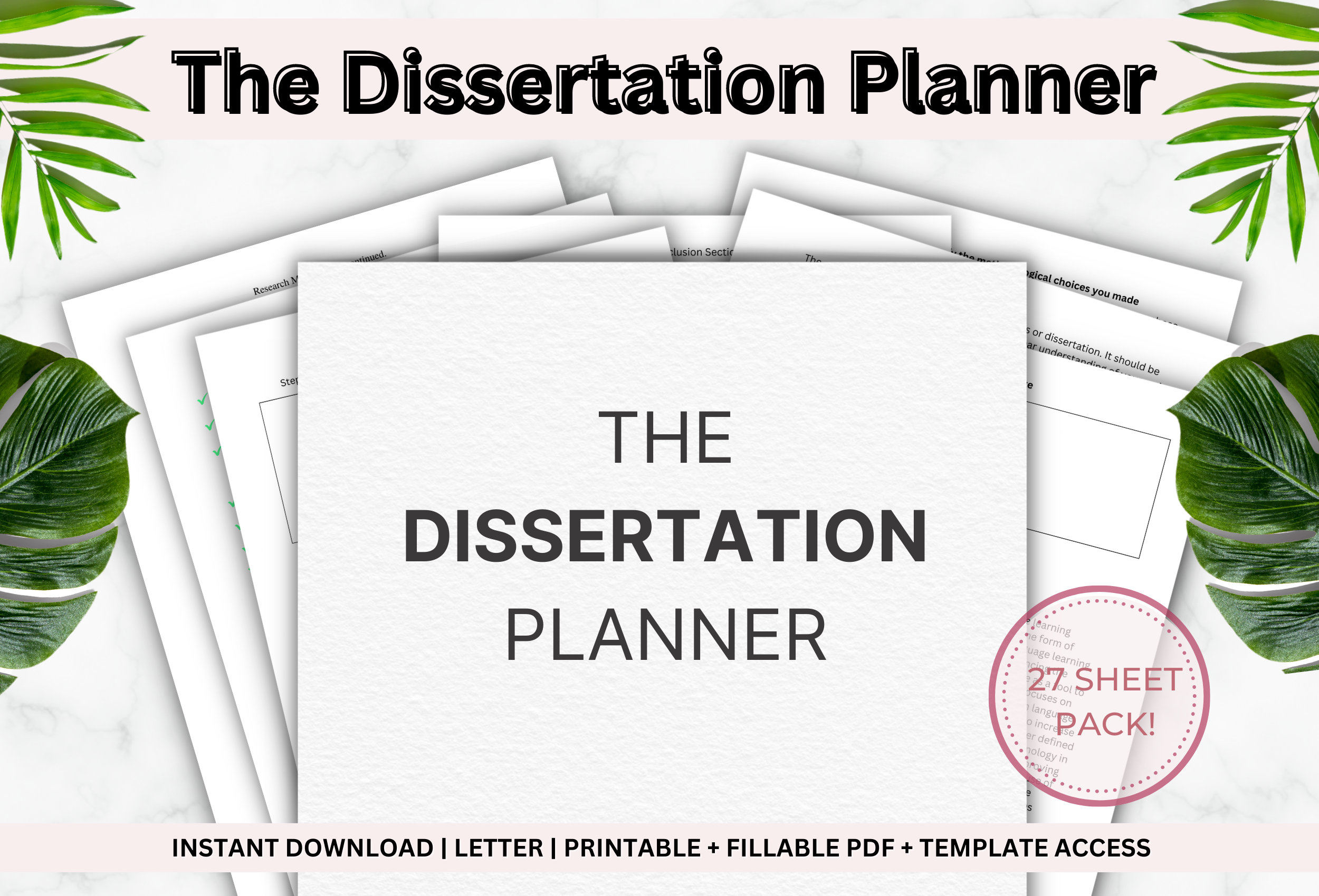 The Dissertation Planner Printable and Template | Dissertation Thesis ...