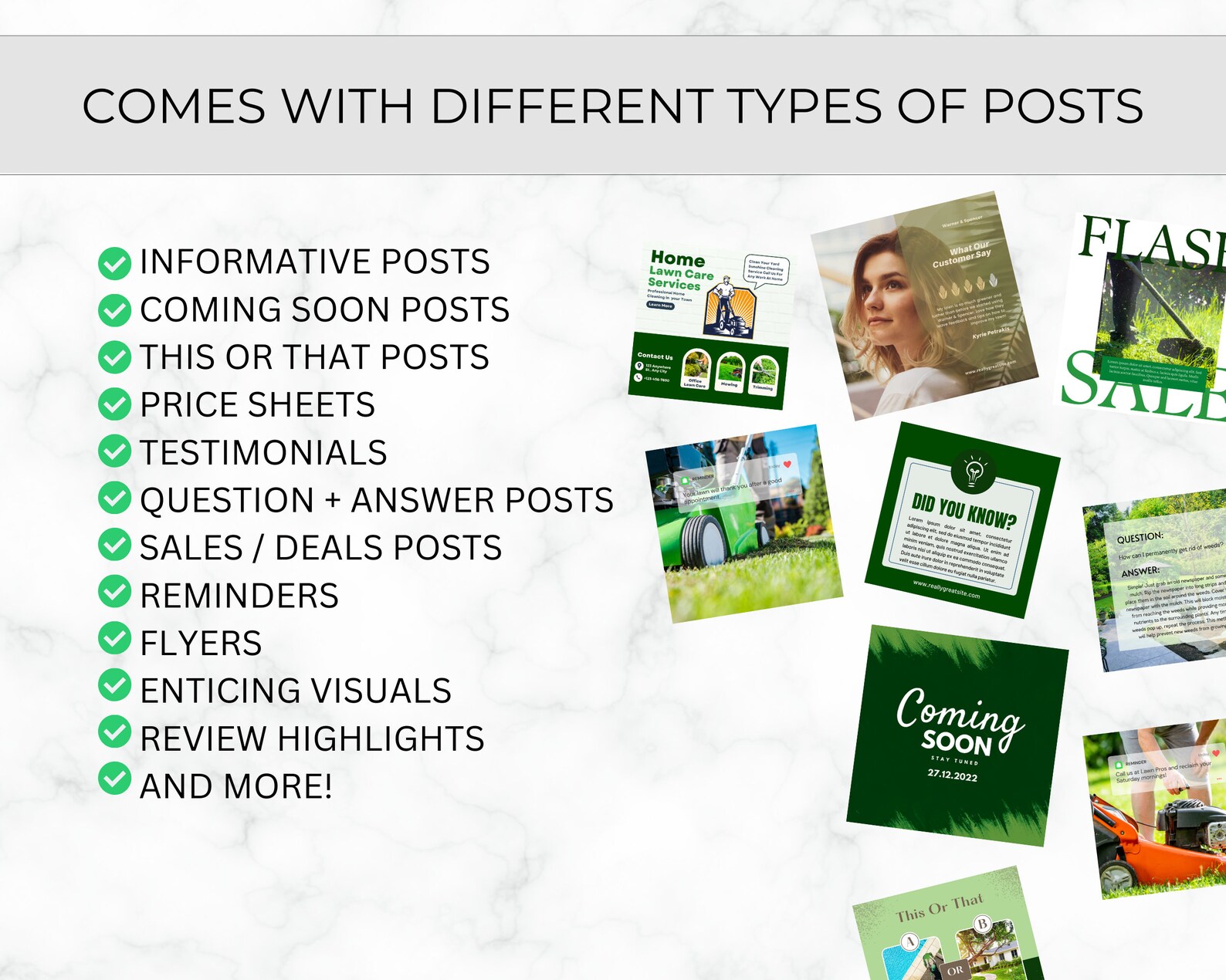 15 Lawn Care Business Social Media TEMPLATE BUNDLE Landscaping ...