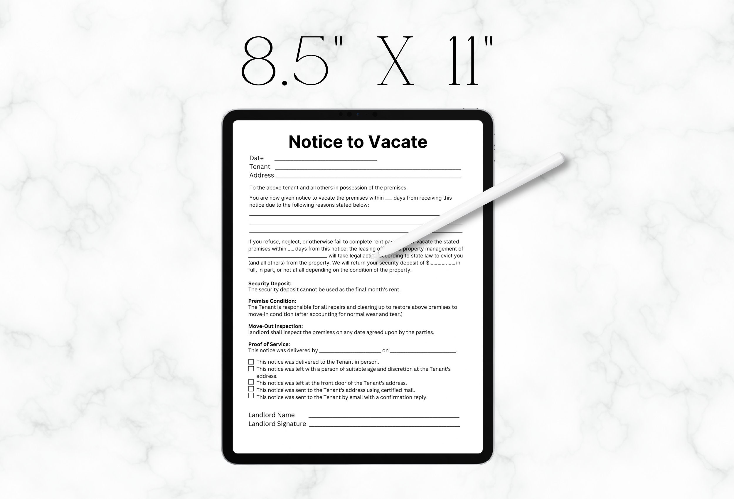 Notice to Vacate, Notice to Vacate Template, Eviction Notice, Eviction ...