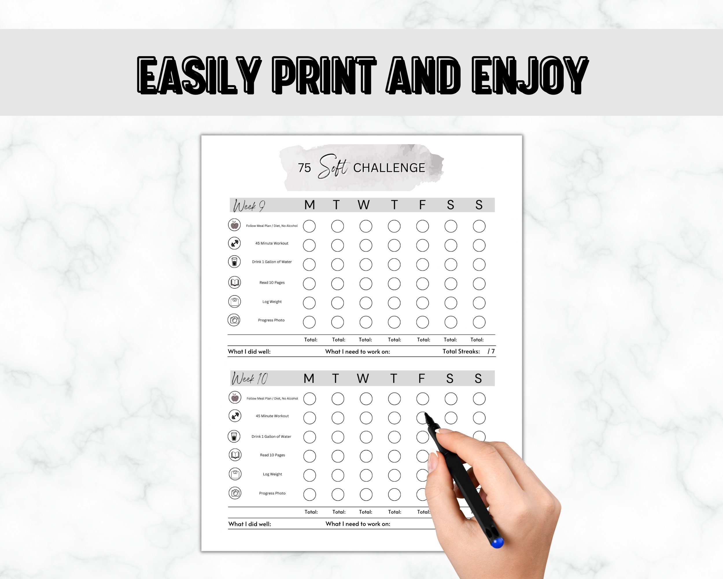 EDITABLE 75 Soft Challenge Template 75 Hard Printable 75 - Etsy