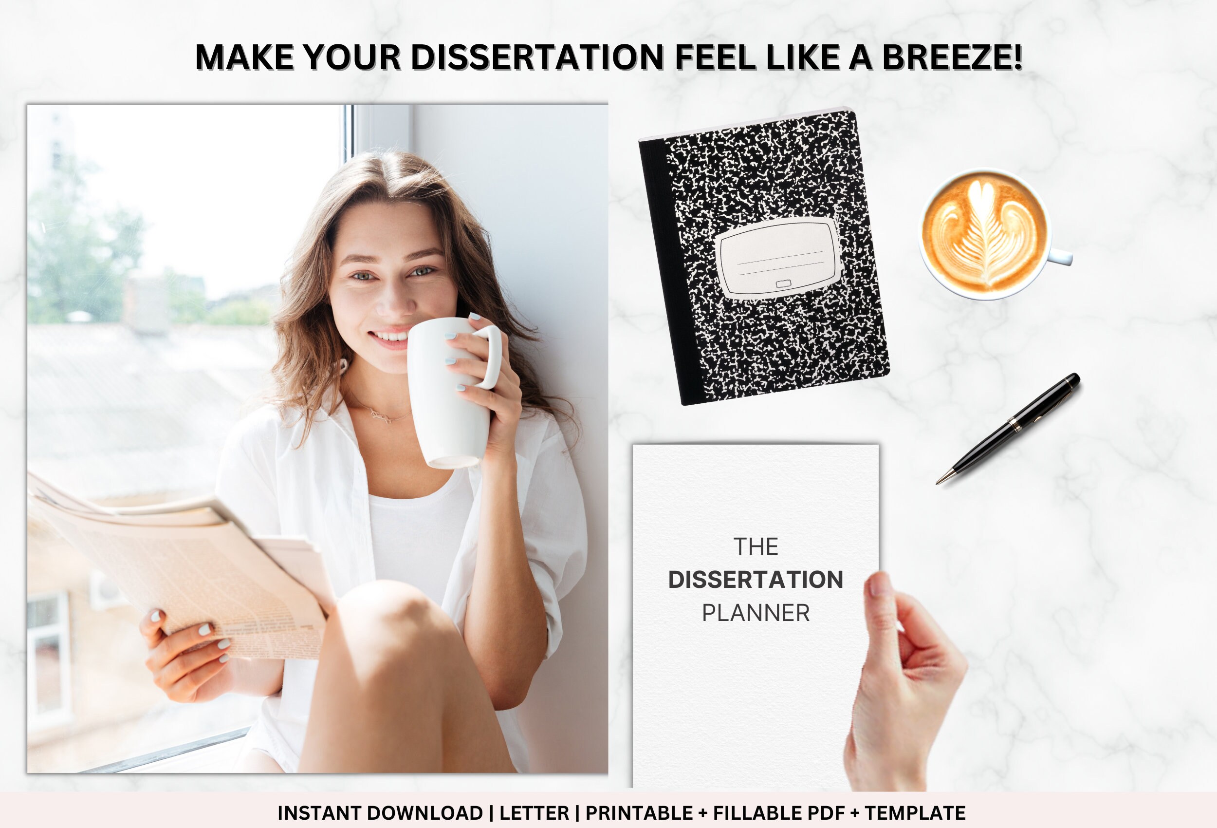 The Dissertation Planner Printable and Template | Dissertation Thesis ...